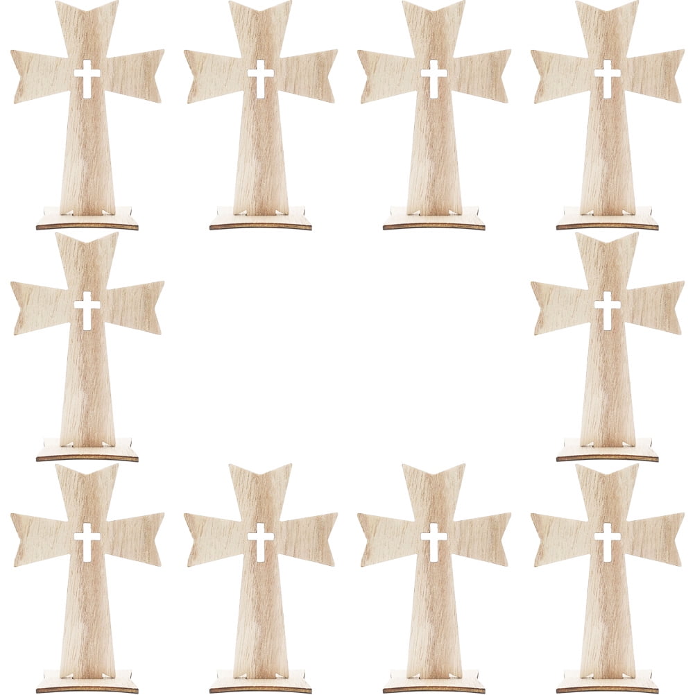 Wooden Cross Ornaments for Decor Sturdy Beige Wood Tabletop Cross with ...