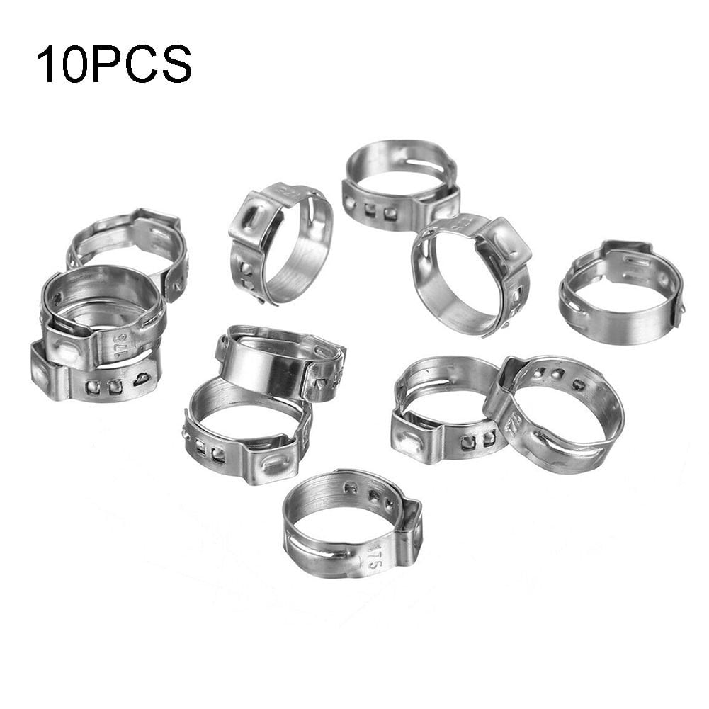 10 Pcs PEX Stainless Steel Clamp Ring Crimp Fittings Single Ear Clamp ...