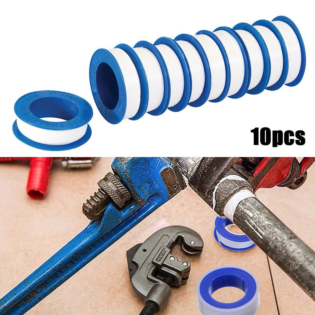 10 Pcs PTFE White Threaded Sealing Tape Adhesive Plumbers Water Tight ...