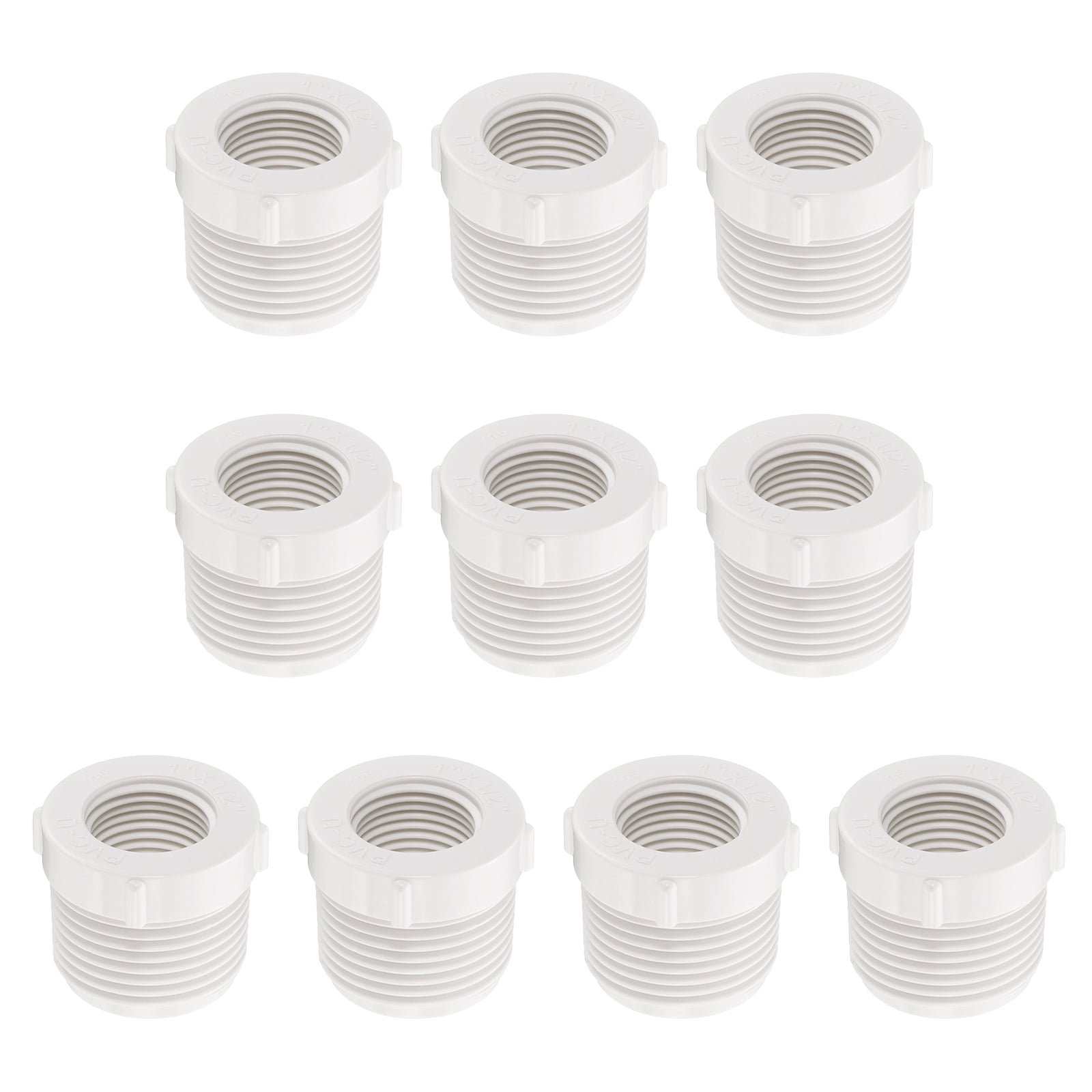 10 Pcs PVC Reducer Bushing G1" Male Thread to G1/2" Female Thread ...
