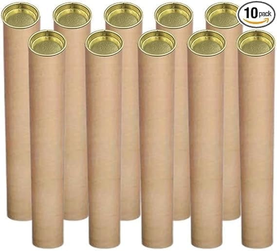 10 Pcs -Pack Mailing Tubes with Golden Metal Caps, Length- 12.5 Inch ...