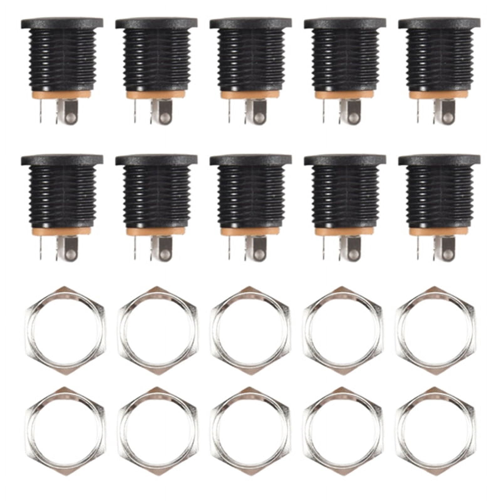 10 Pcs Panel Mount 2.1x5.5mm Power Jack DC Socket - Walmart.com