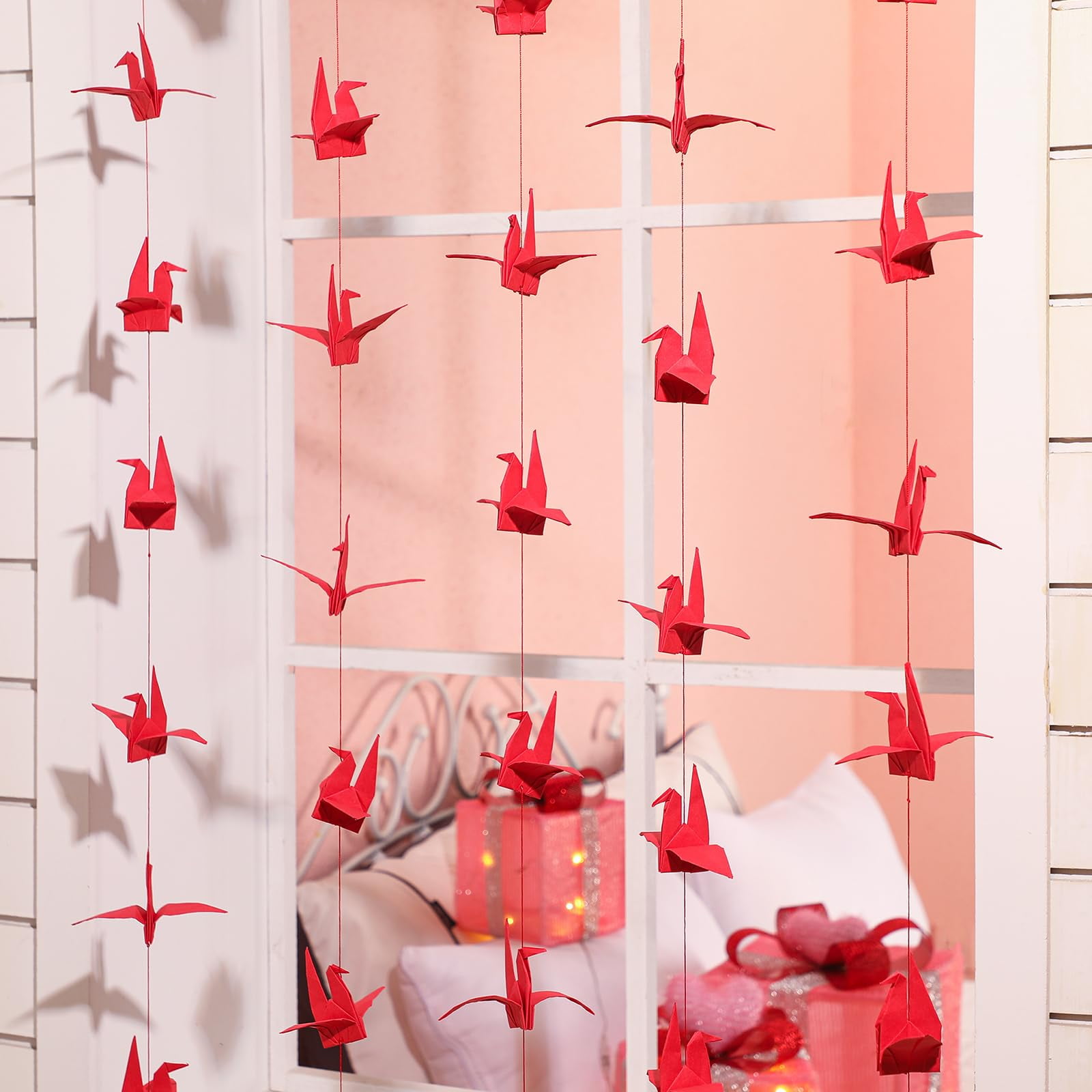 10 Pcs Paper Crane OIF8 Hanging Garlands Premade Origami on String Kit ...