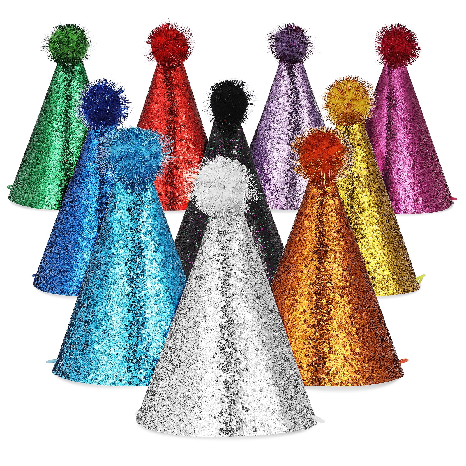 10 Pcs Party Hats Birthday Cone Hats for Adults and Kids Favors ...