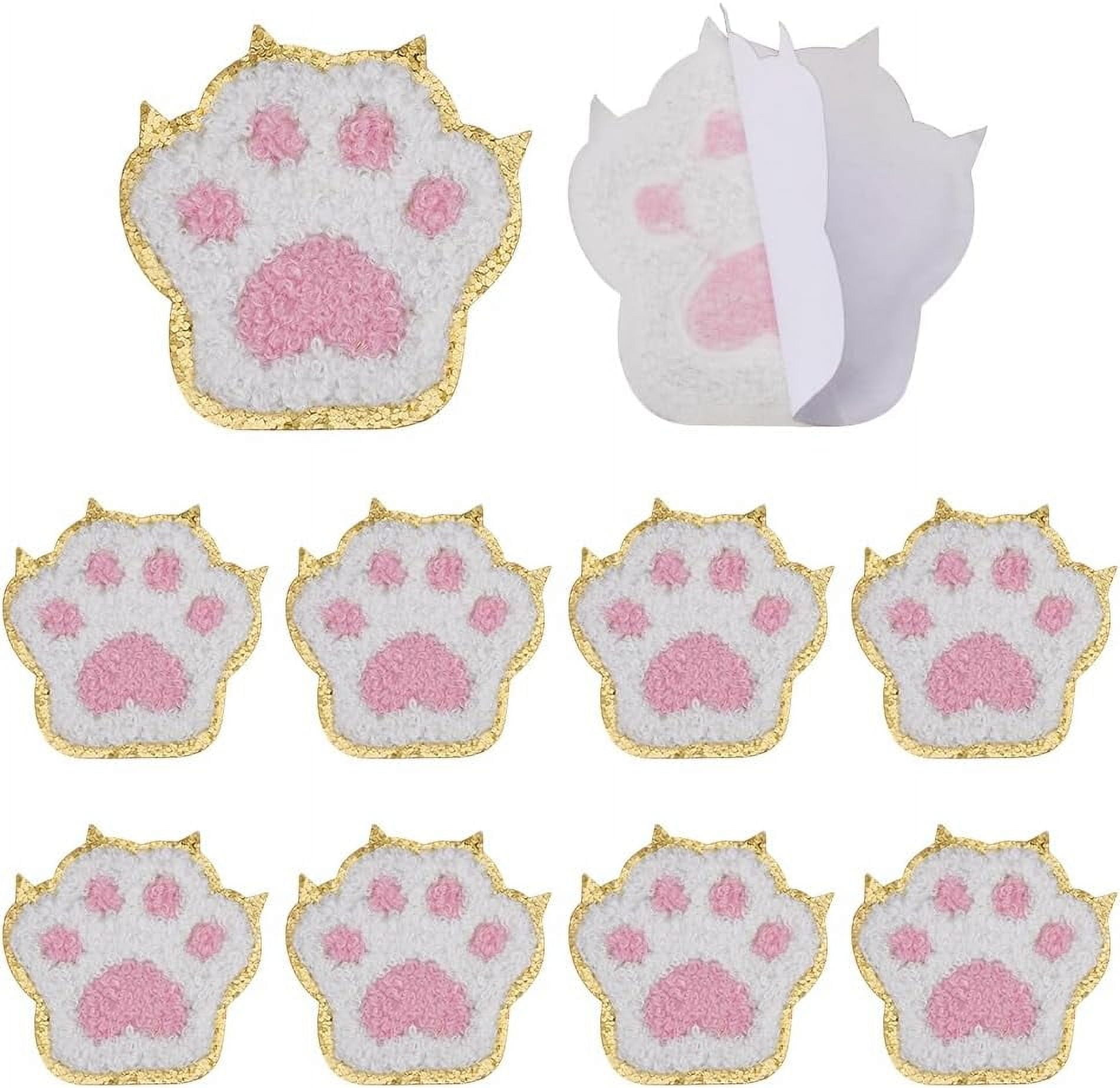 10 Pcs Paw Print Patches 2.3x2.3inches Pink Self-Adhesive Paw Print ...
