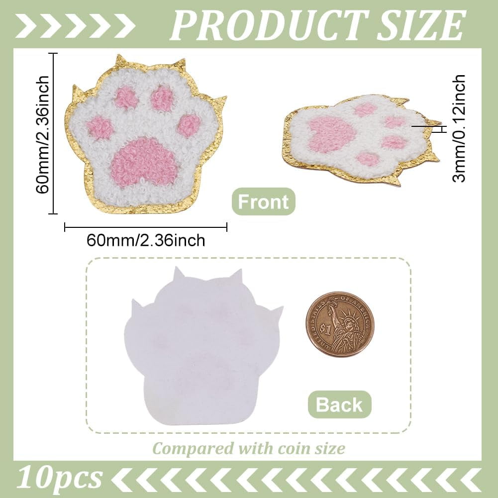 10 Pcs Paw Print Patches 2.3x2.3inches Pink Self-Adhesive Paw Print ...