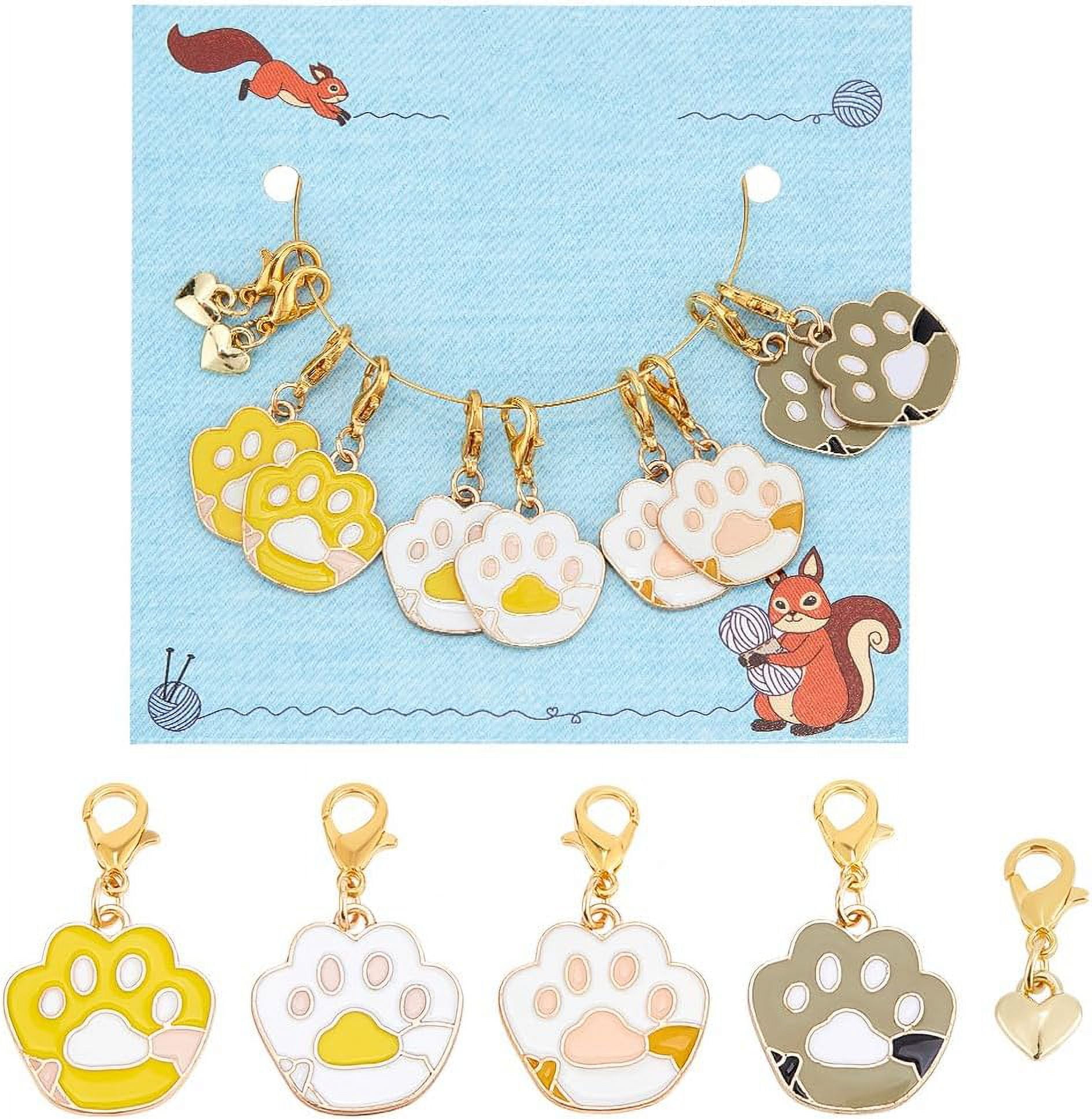 10 Pcs Paw Stitch Markers Alloy Enamel Crochet Stitch Marker Charms ...