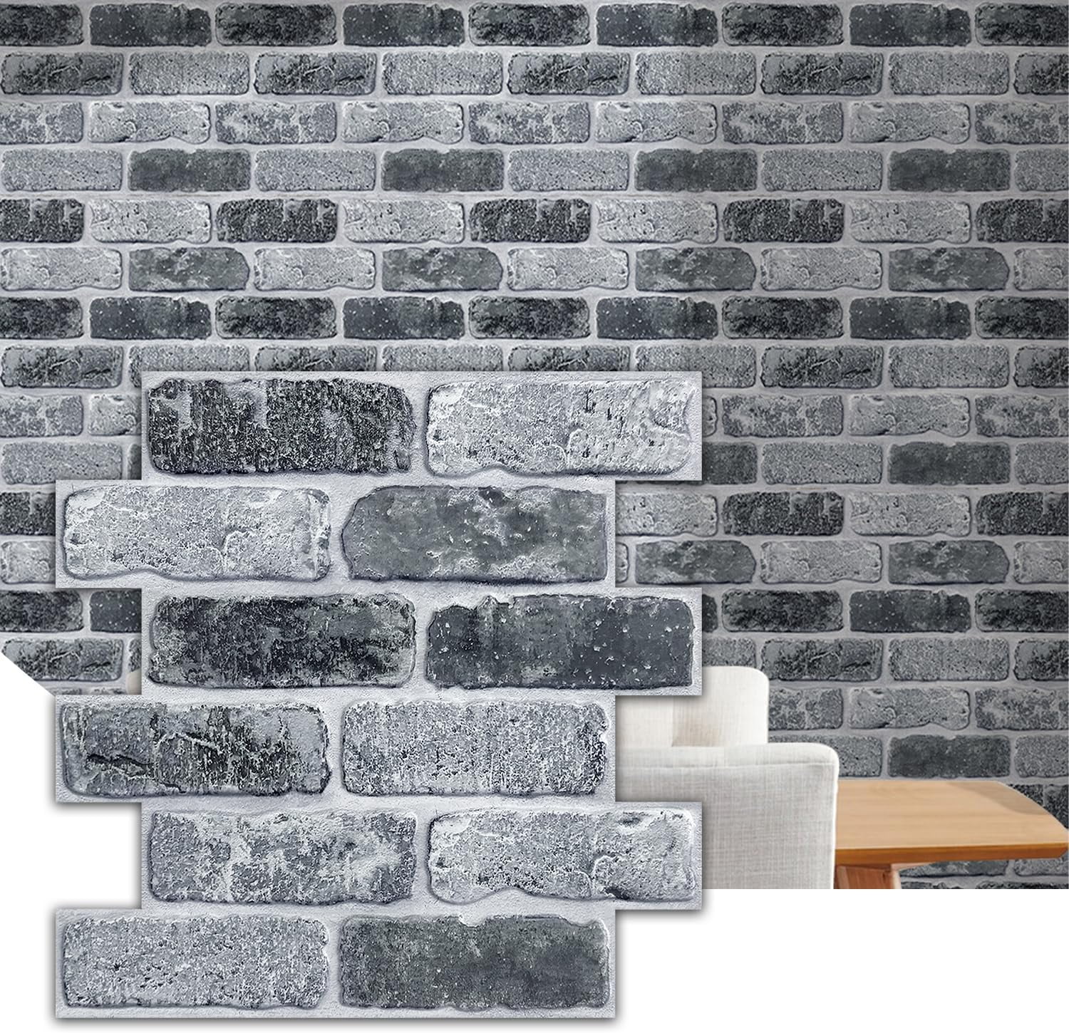 10 Pcs Peel and Stick Brick Tile -11.8"X11.8" Small Size PVC 3D Faux ...