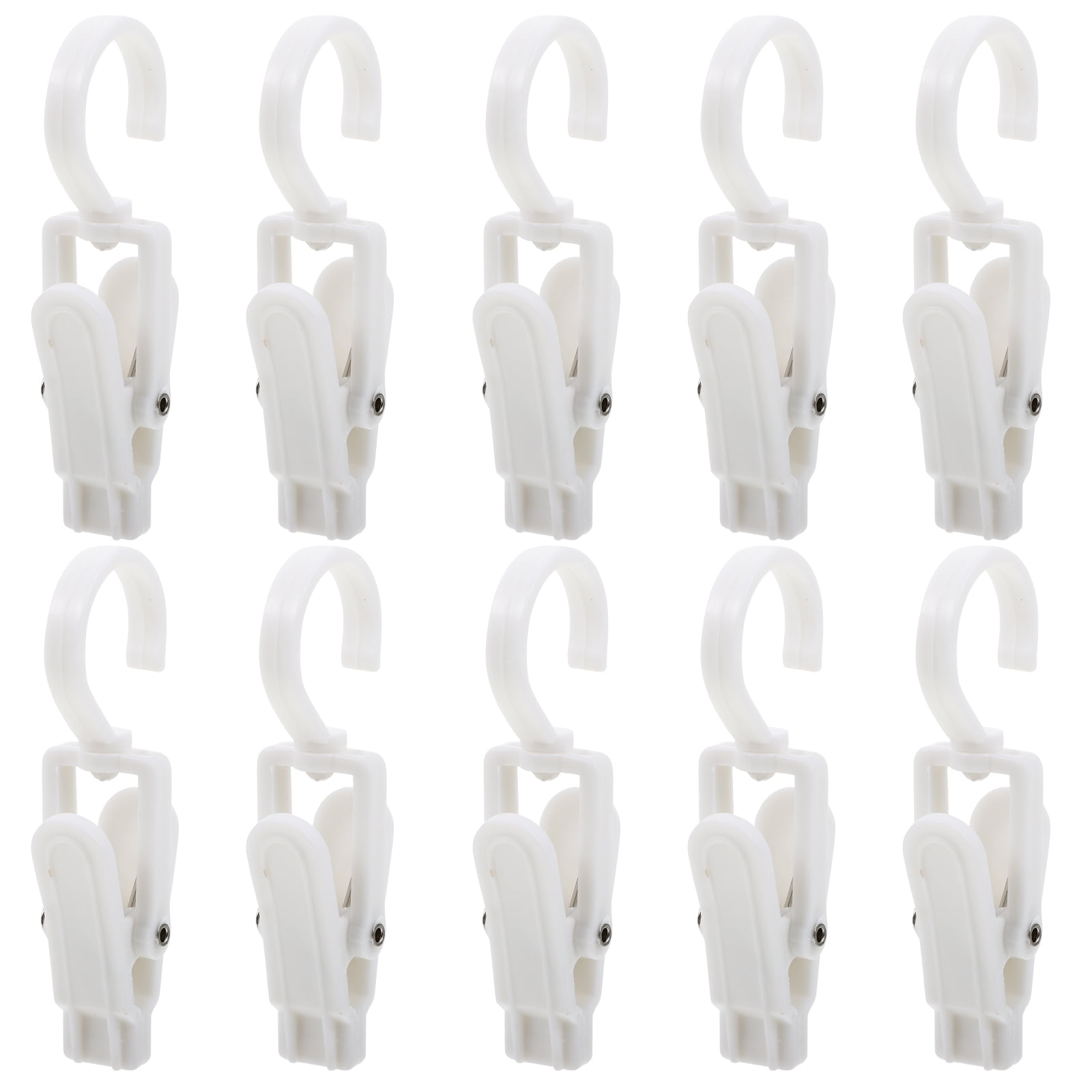 10 Pcs Plastic Curtain Hooks Clips Black Rings Hanger White - Walmart.com