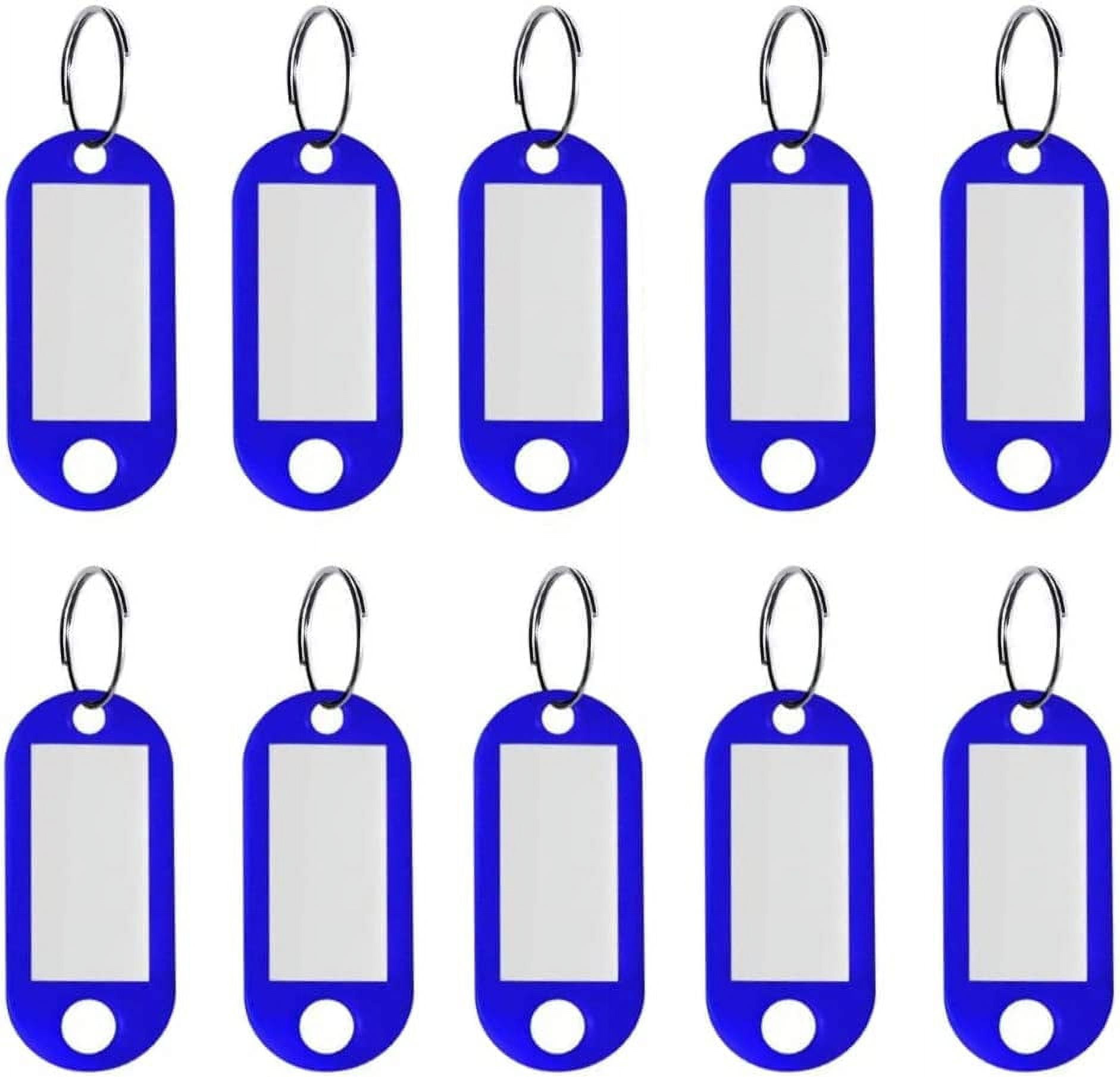 10 Pcs Plastic Key Tags with Split Ring Label Window, Keychain ID Name ...