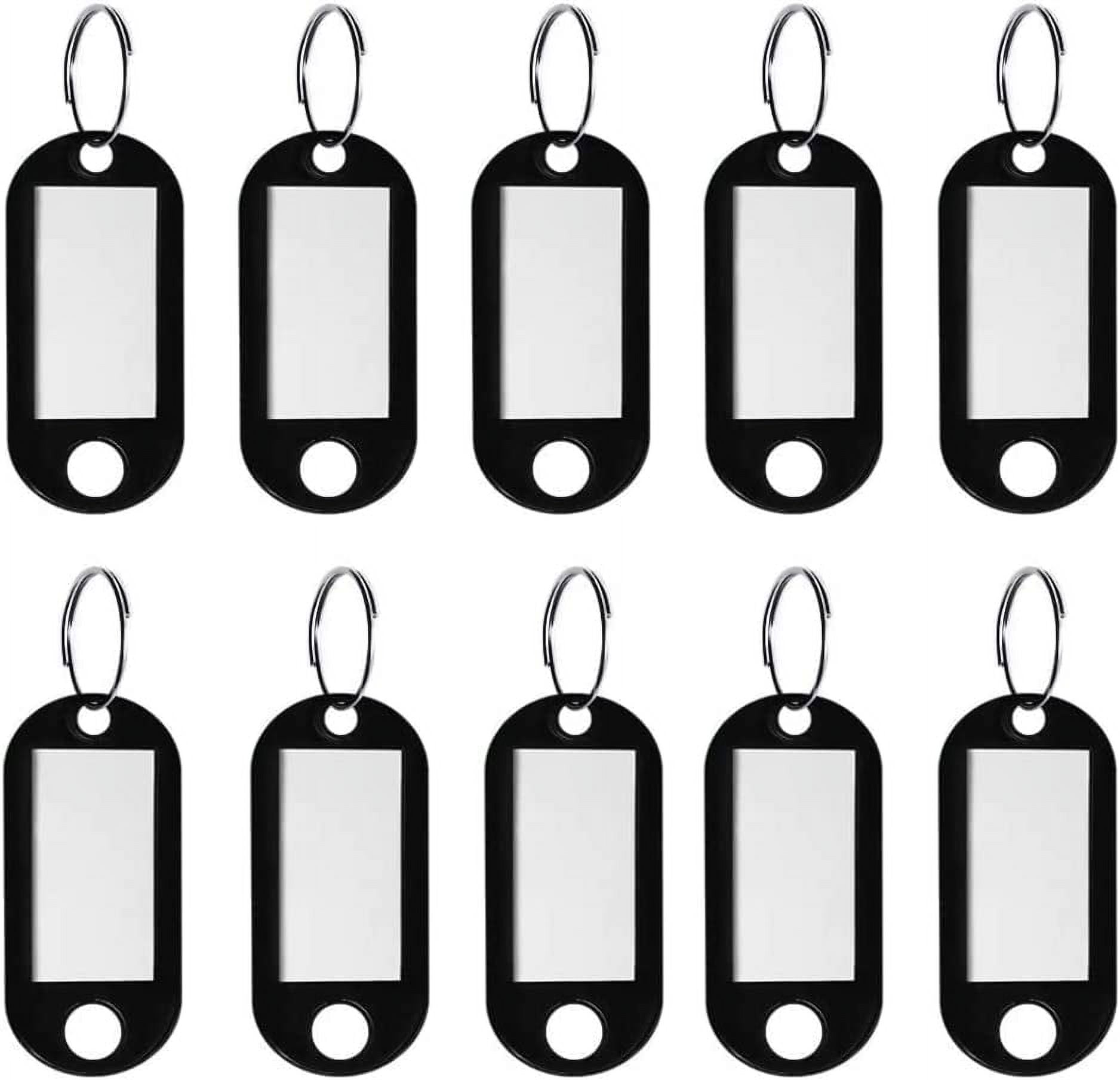 10 Pcs Plastic Key Tags with Split Ring Label Window, Keychain ID Name ...