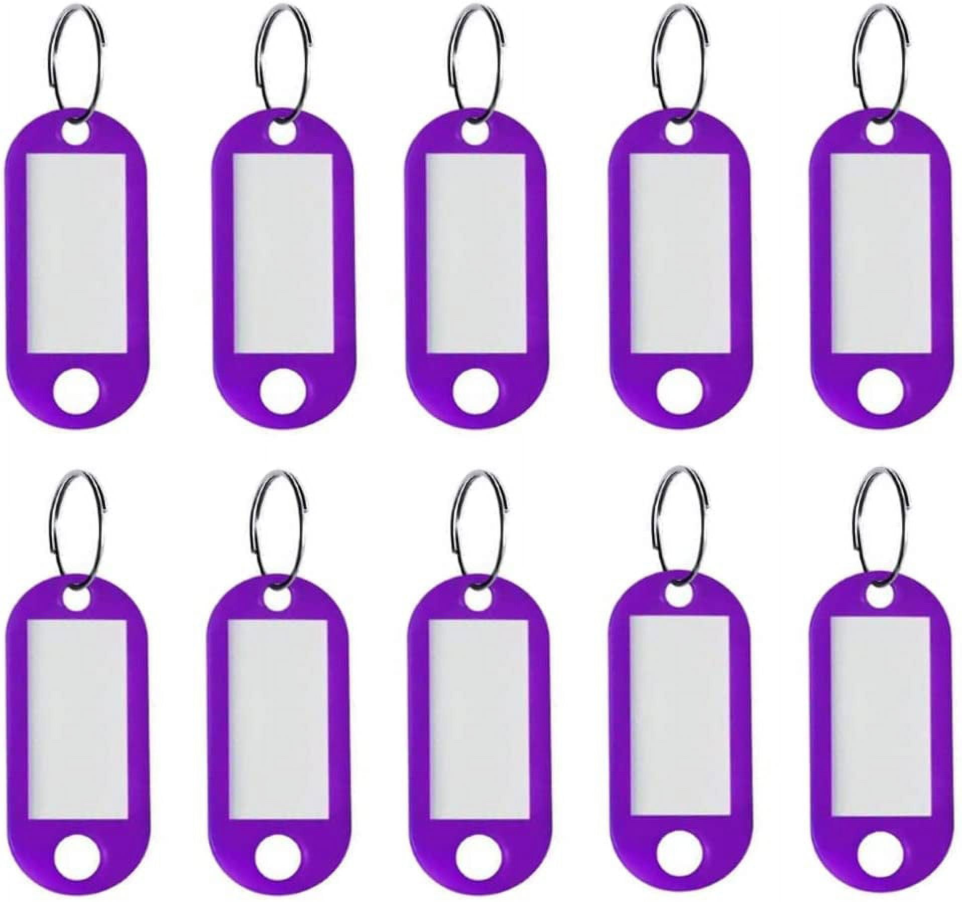10 Pcs Plastic Key Tags with Split Ring Label Window, Keychain ID Name ...