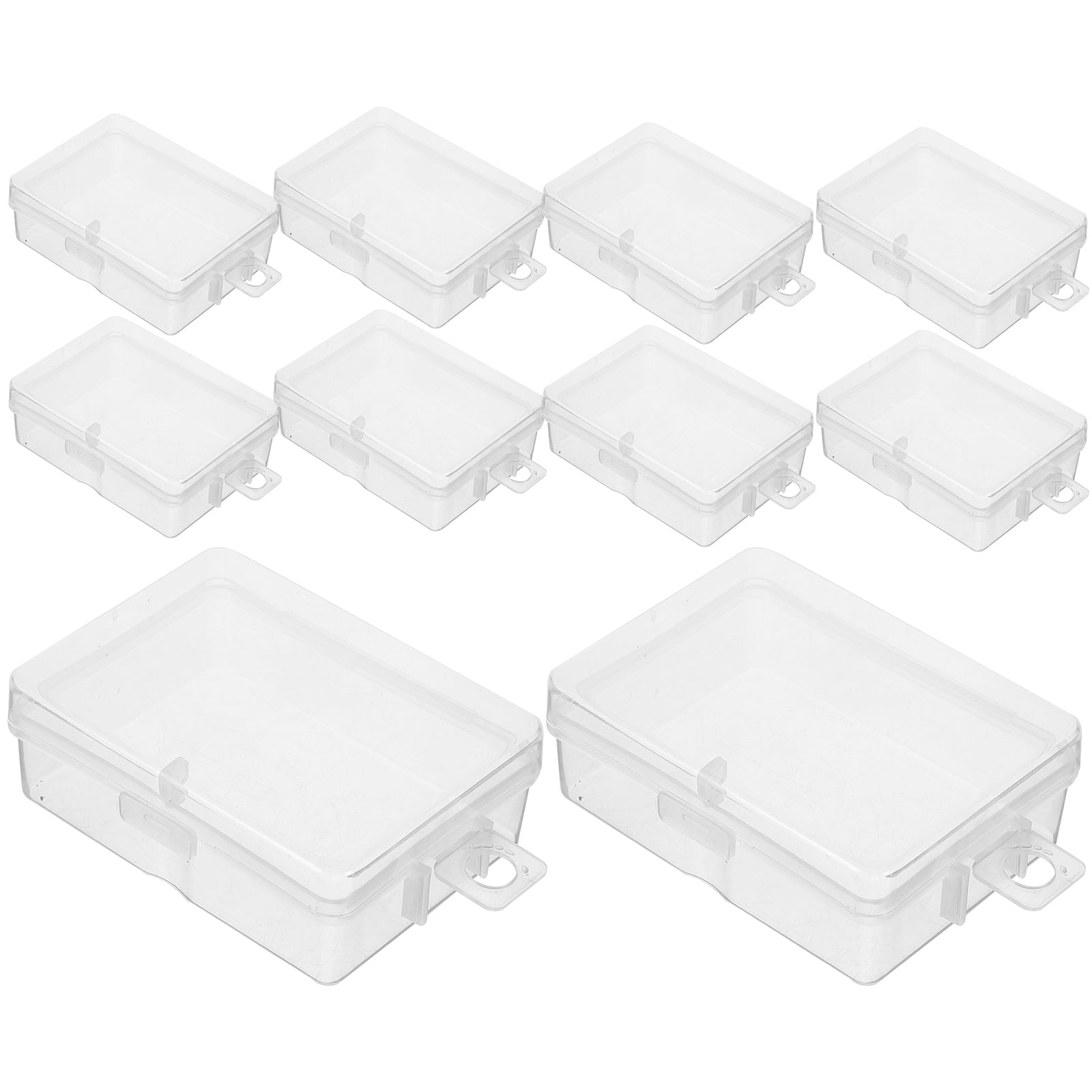 10 Pcs Plastic Box Jwelery Organizers Transparent Storage Small Square ...