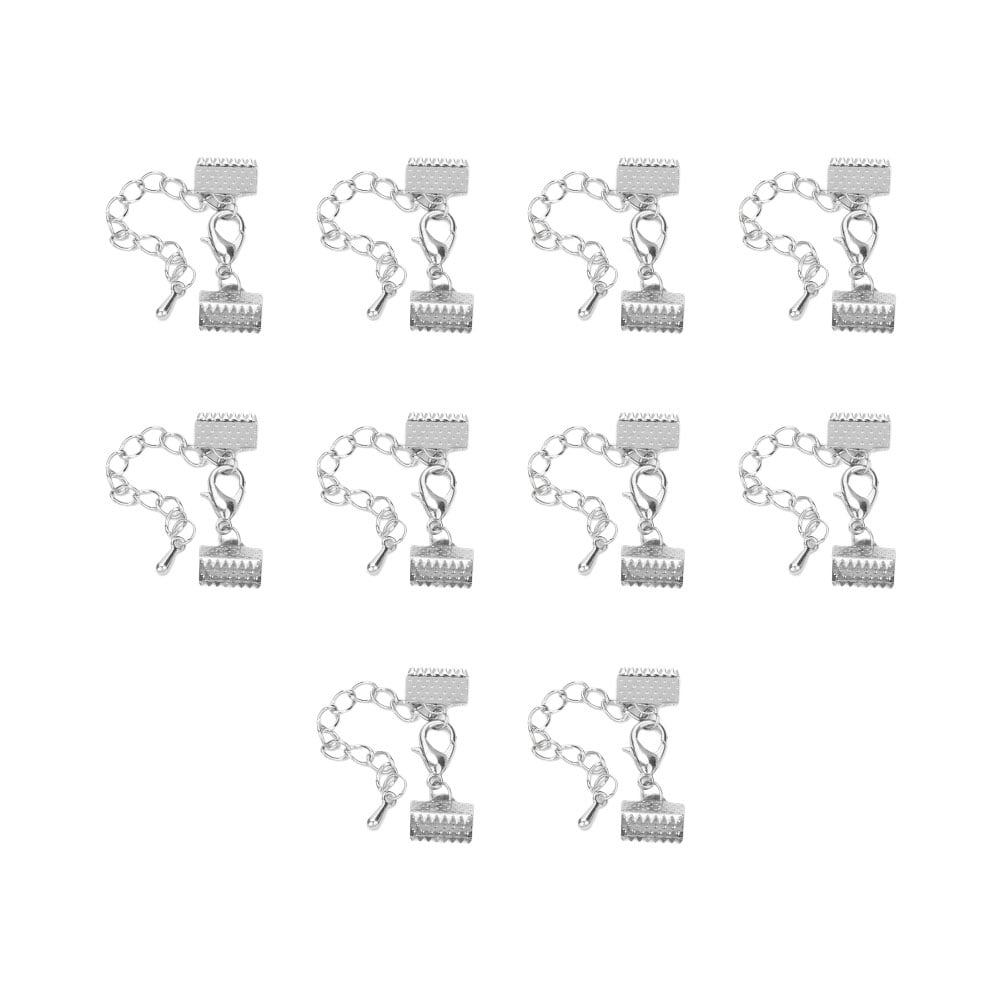 10 Pcs Plated Ribbon Ends Fastener Clasps Textured Crimp End Clamps ...