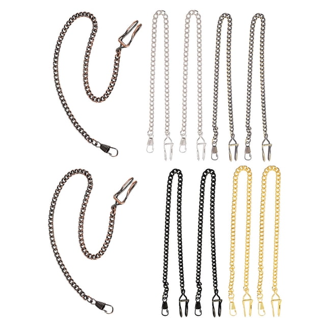 10 Pcs Pocket Watch Chain Mens Gold Necklace Men's Silver Chains Retro ...
