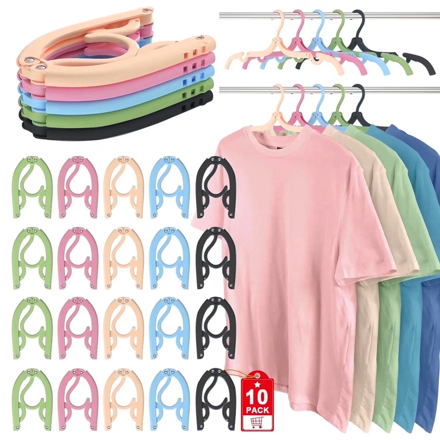 10 Pcs Portable Foldable Travel Hanger Organizer,Foldable for suitcase ...