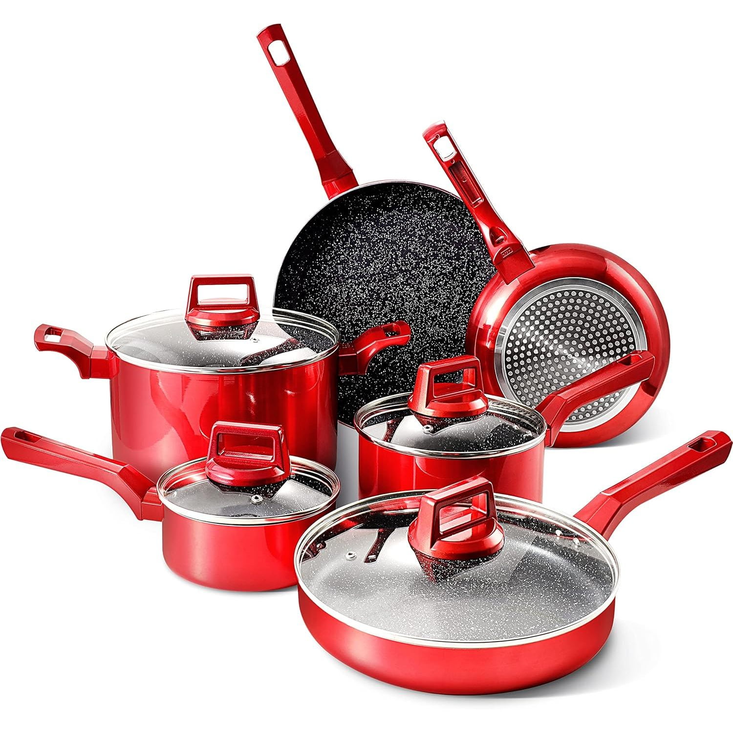 10 Pcs Pots and Pans Sets, Nonstick Cookware Set, Induction Pan Set ...