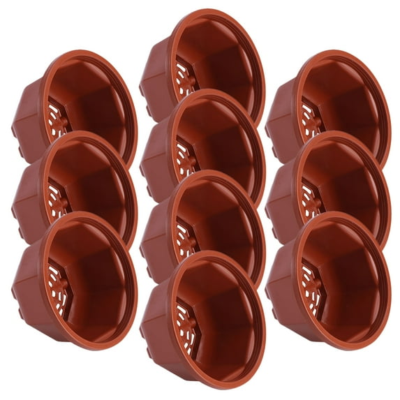 TABLZONE Dark Red Plastic Small Flower Pots 10Pcs Octagonal with ...