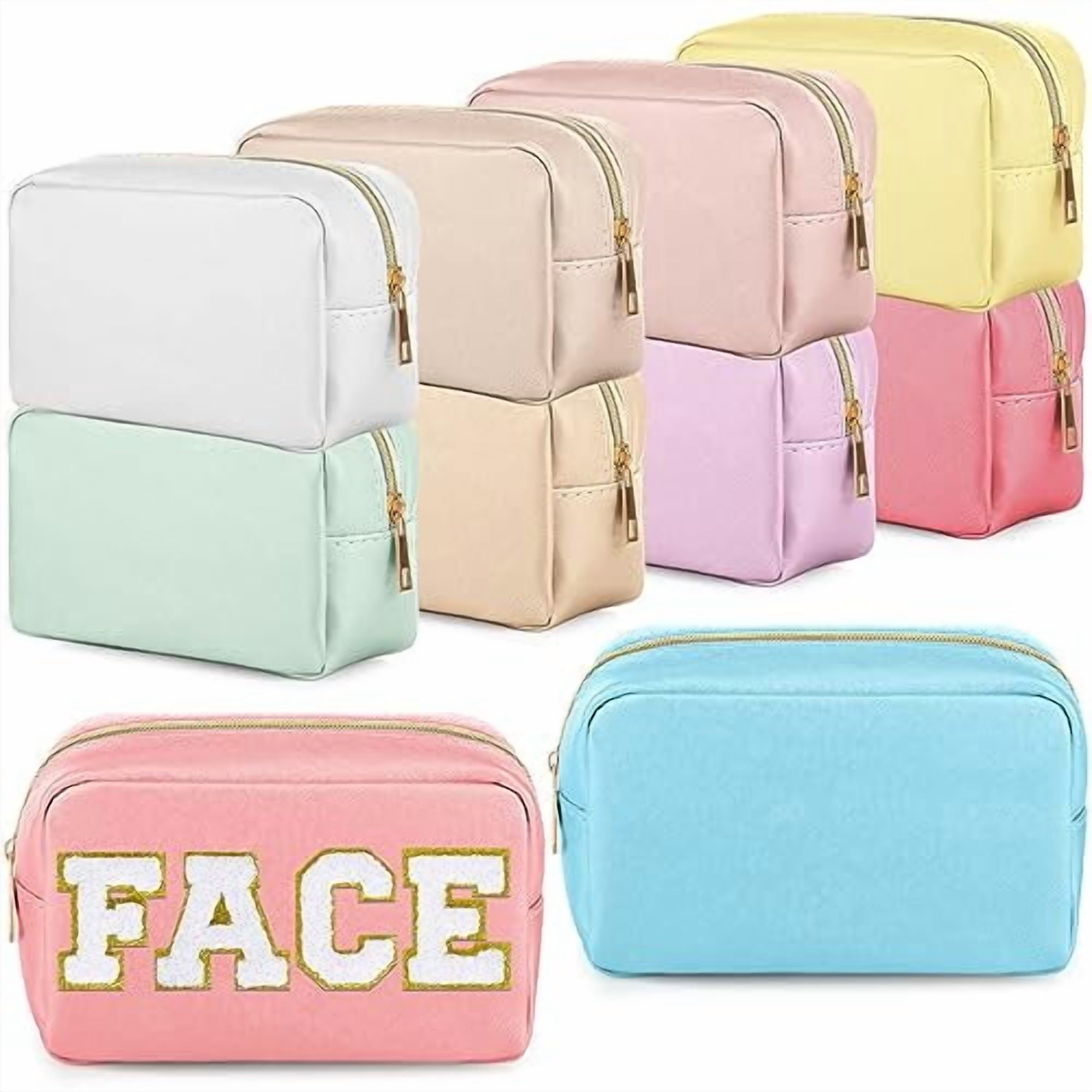 10 Pcs Preppy Makeup Bag Bulk PU Leather Cosmetic Bag Bridesmaid Gift ...