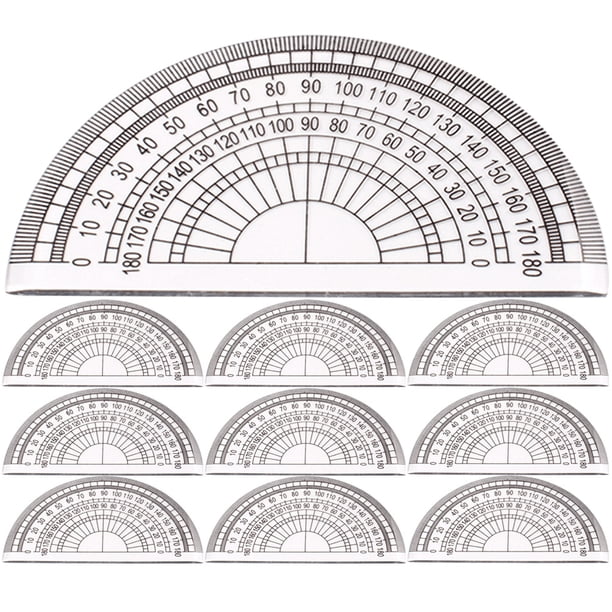 10 Pcs Protractor for School Drawing Tool Plastic Rulers 180 Degrees ...