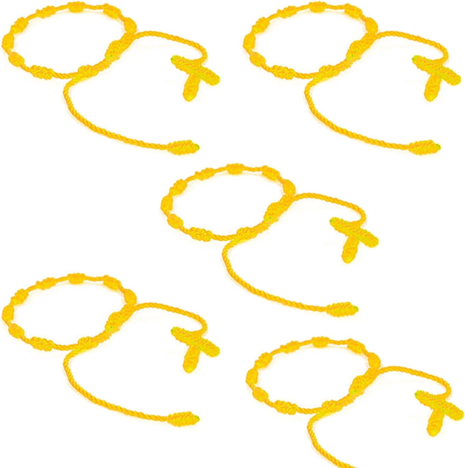 10 Pcs Pulsera Decenario Knotted With Woven Cross Adjustable Rosary ...