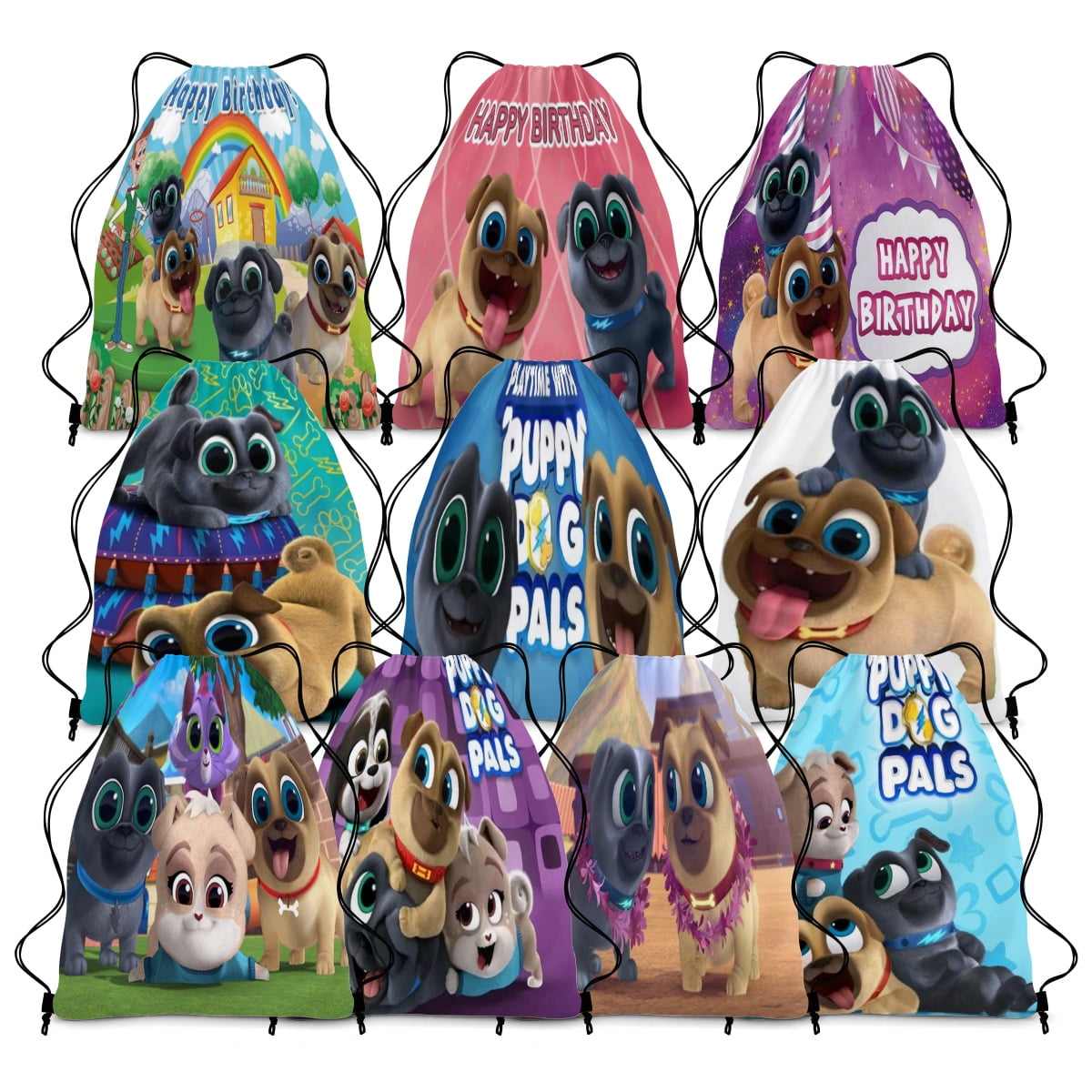10 Pcs Puppy Dog Pals Drawstring Bags Birthday Puppy Dog Pals Party Decoration Goodie Bag Kid ...
