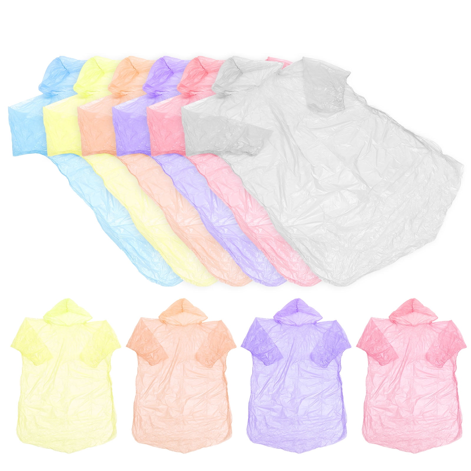 10 Pcs Pvc Light Weight Rain Jacket Travel Poncho Disposable with ...