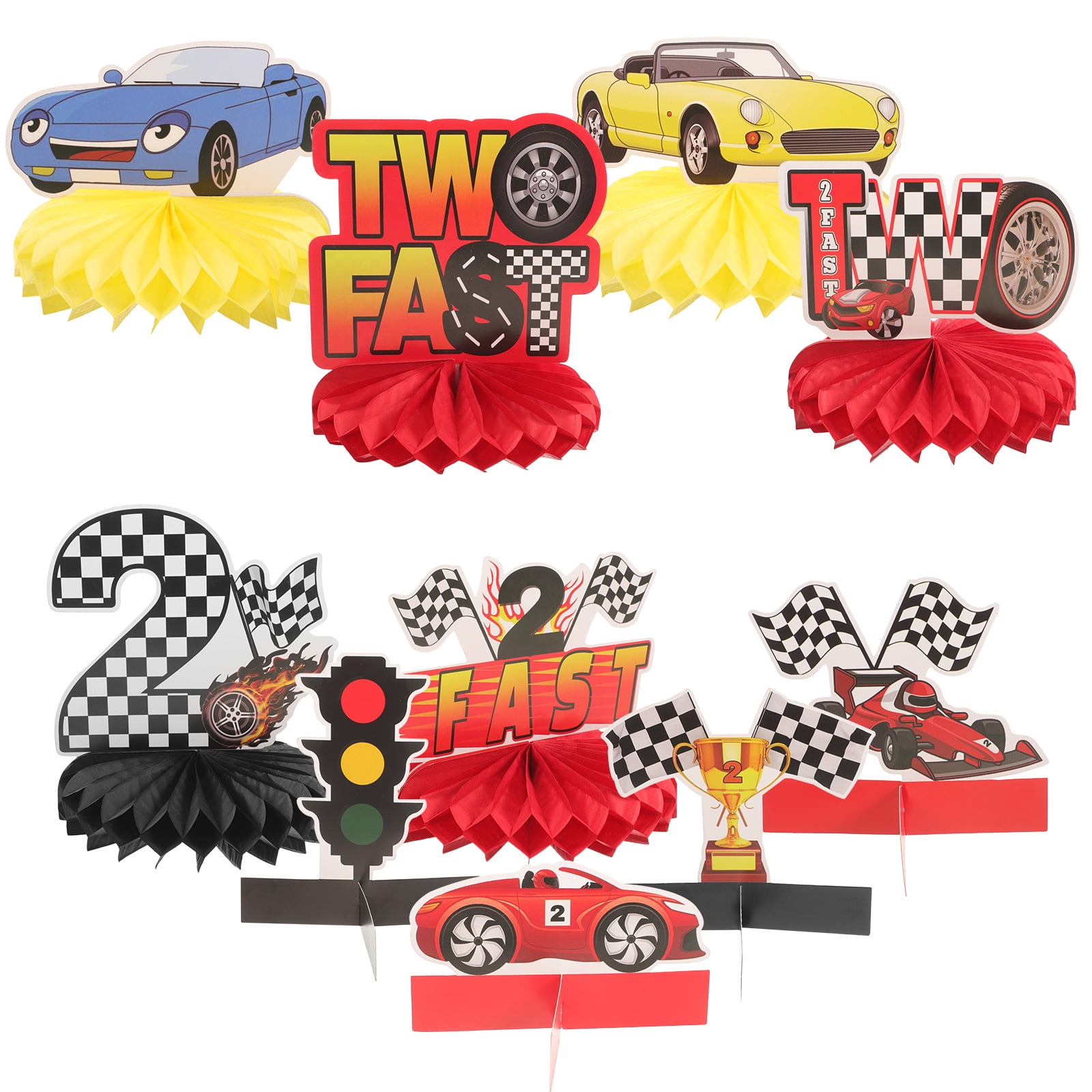 10 Pcs Racing Party Decorations Desktop Honeycomb Cake Race Car ...