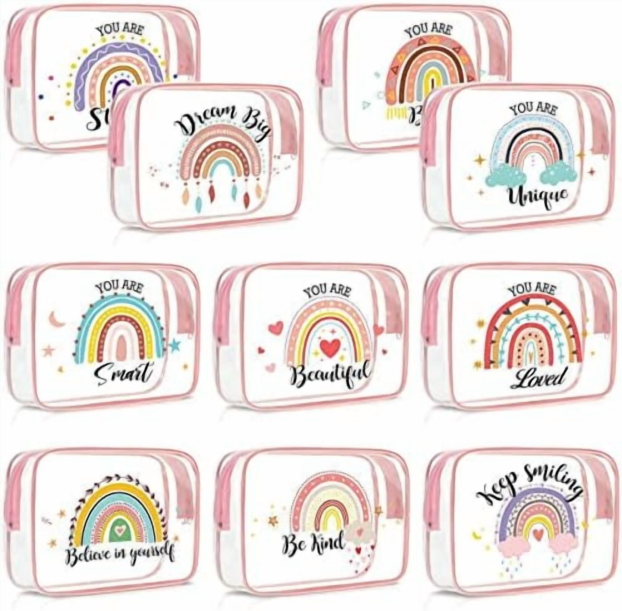 10 Pcs Rainbow Clear Makeup Bag Women Gifts Inspirational Quotes ...