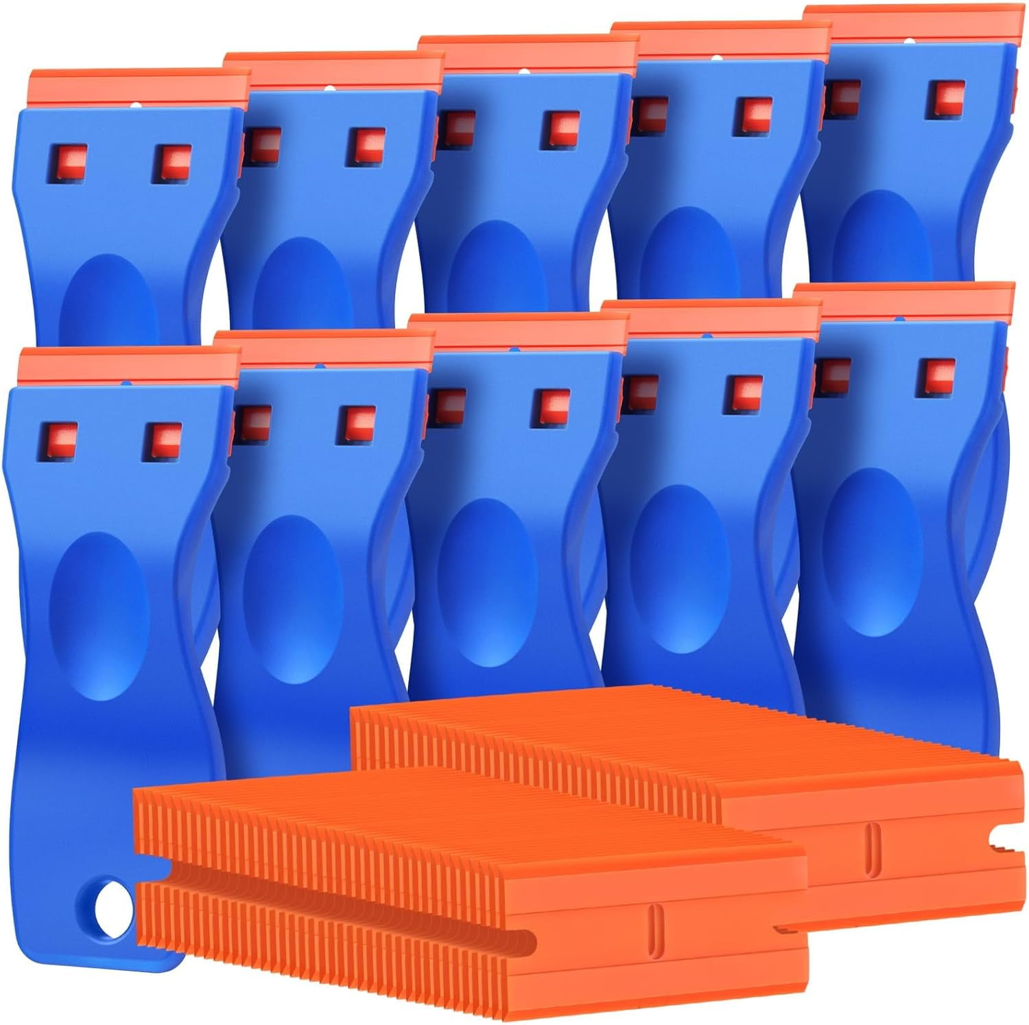 10 Pcs Razor Scraper with 100 Pcs Plastic Blades, Plastic Razor Blade ...