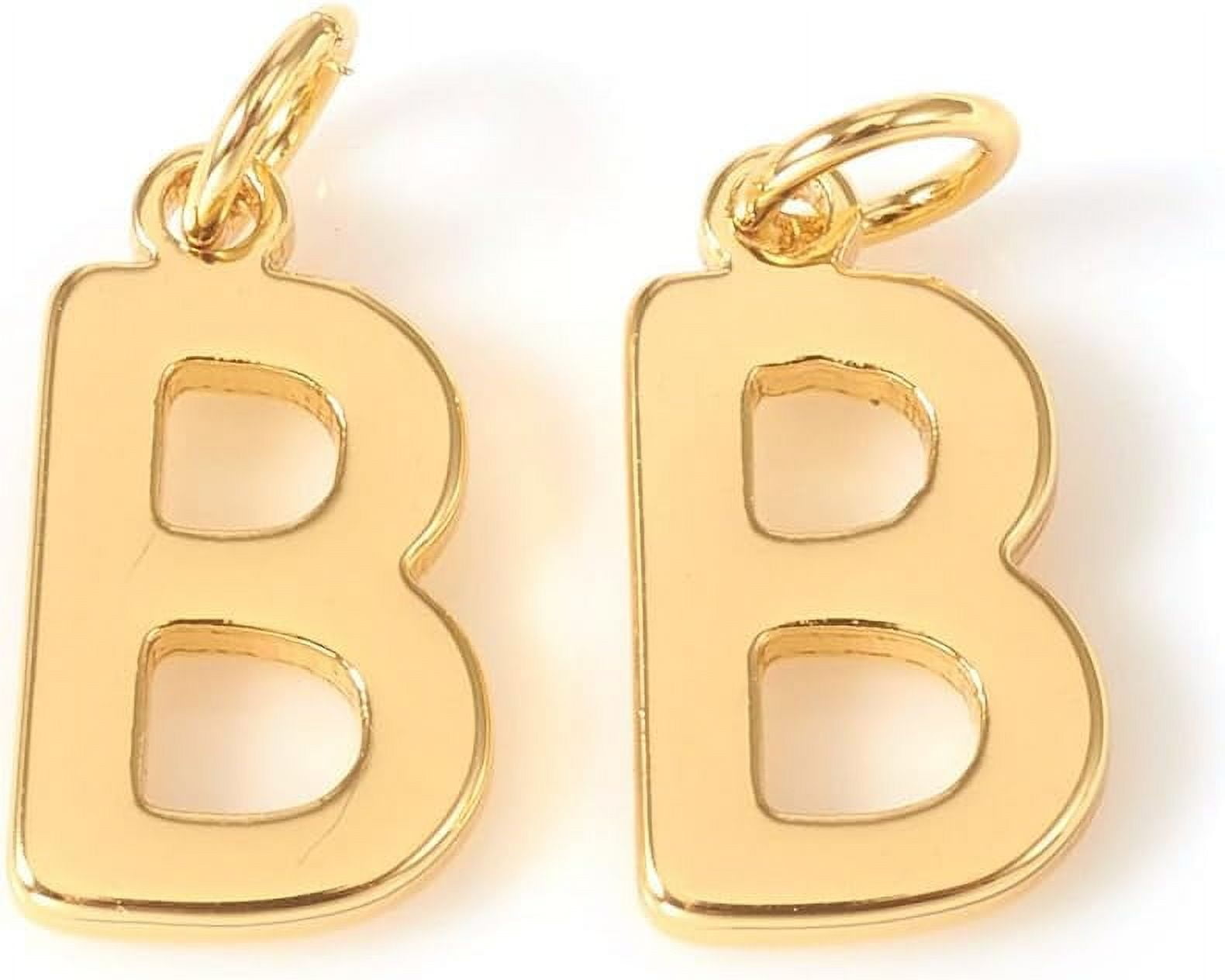10 Pcs Real 18K Gold Plated Brass Letter Charms Pendants with Jump ...