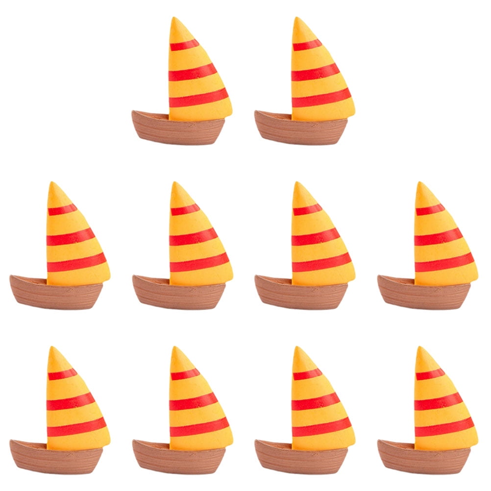 10 Pcs Realistic Boat Figurines Toy Sailboat Mini Sailing Boats House ...