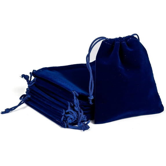 10 Pcs Rectangle Velvet Pouches Dark Blue Gift Bags Wedding Favor Bags ...