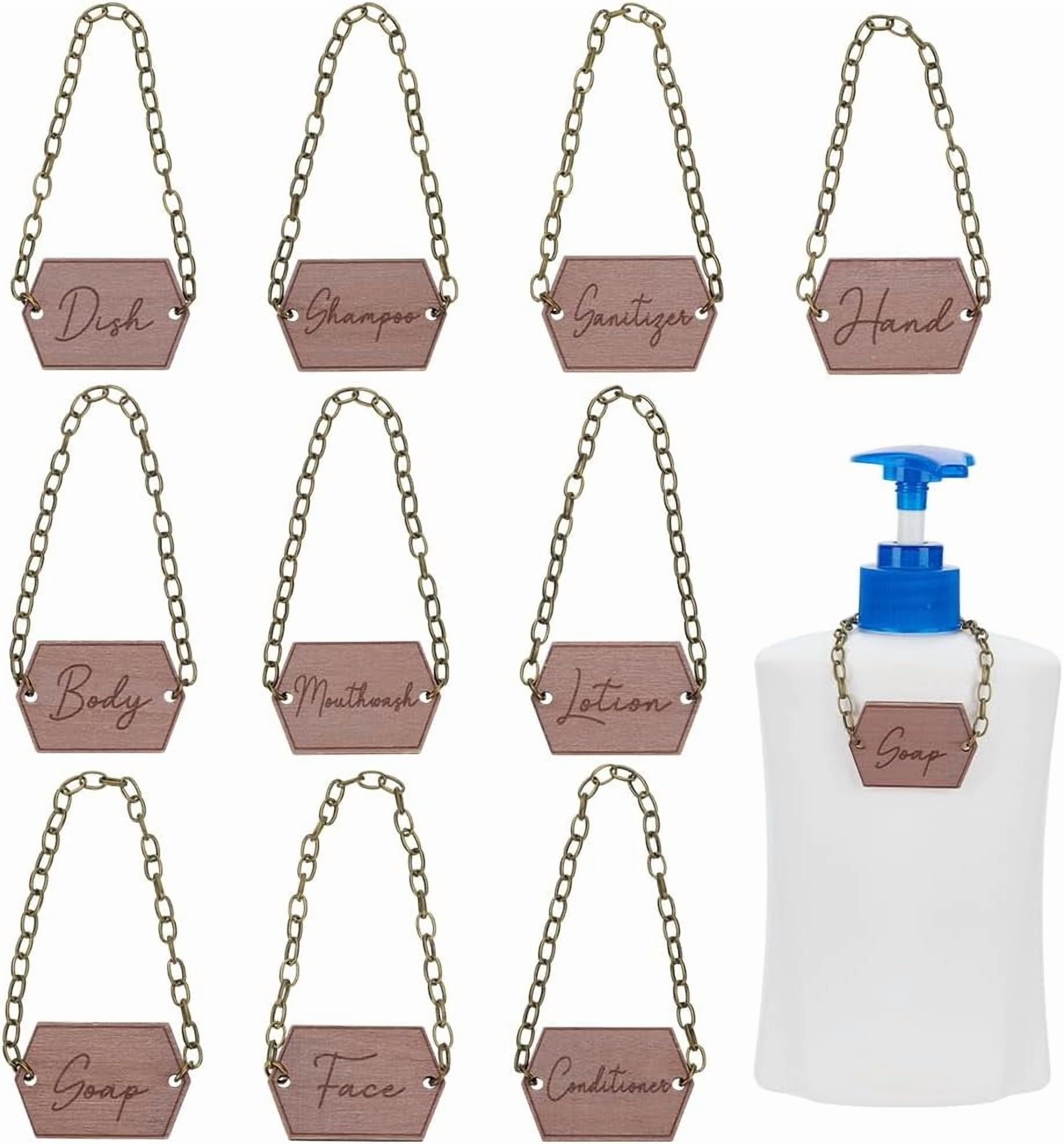 10 Pcs Rectangle Wooden Bathroom Labels Bottle Decor Tag with Iron ...