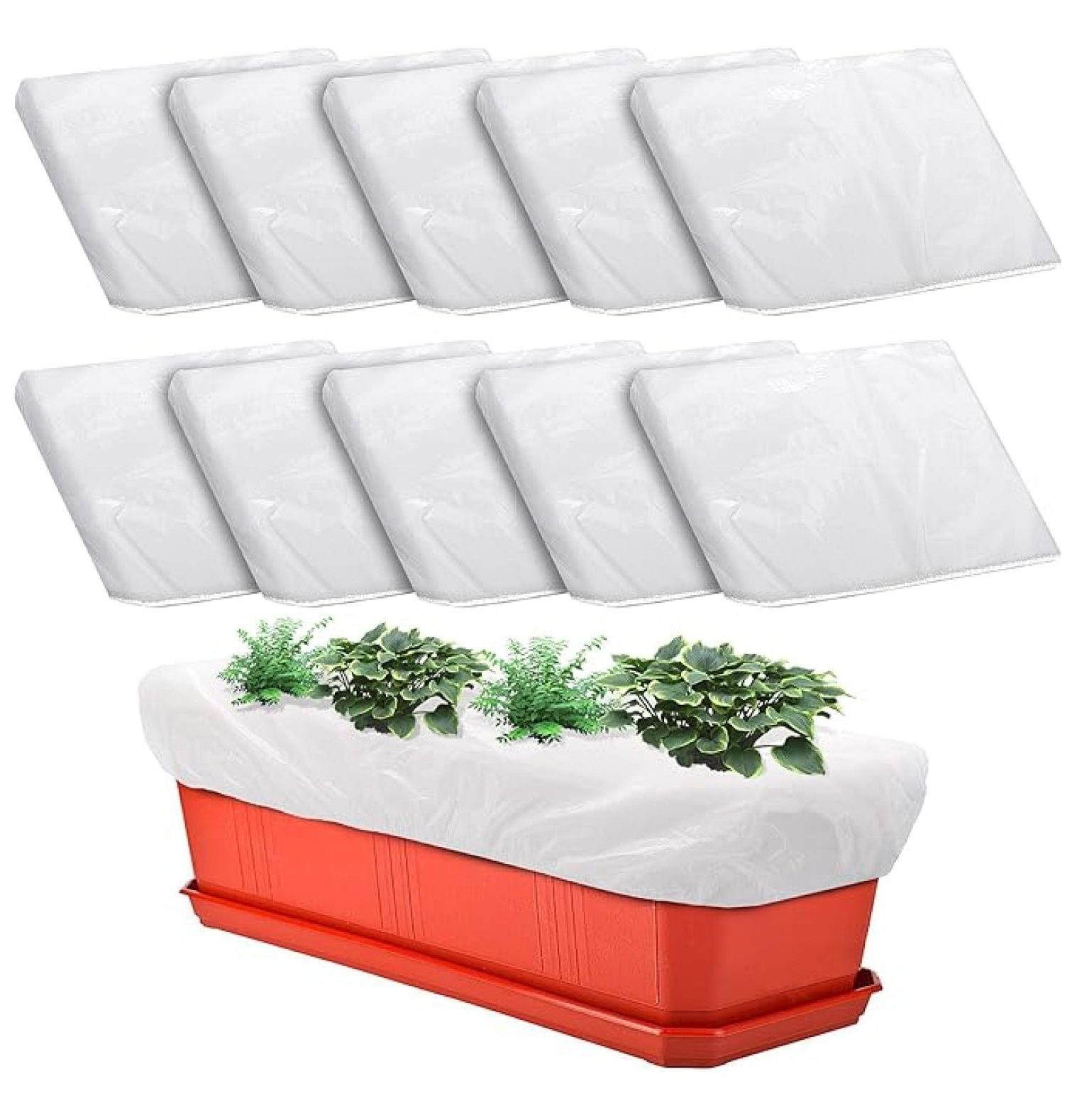 10 Pcs Rectangular Planter Box Covers, White, Fits 29" x 13.5" PE ...