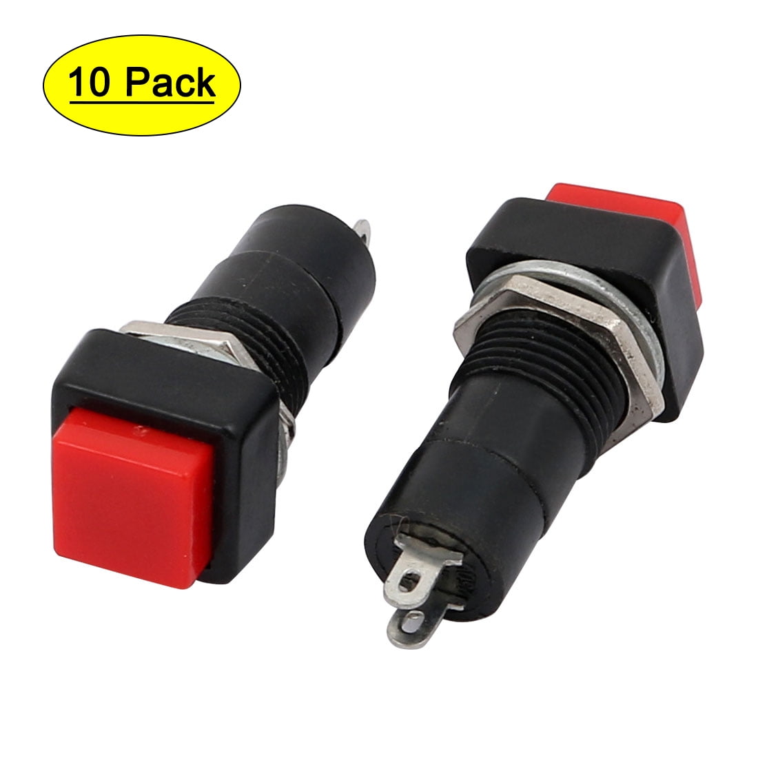 10 Pcs Red Momentary Square Push Button Switch NO SPST 250V 3A ...