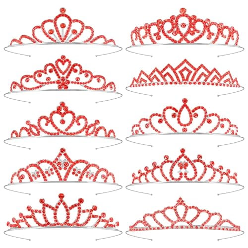 10 Pcs Red Tiaras Crowns Queen of Hearts Crown Headband for Women ...
