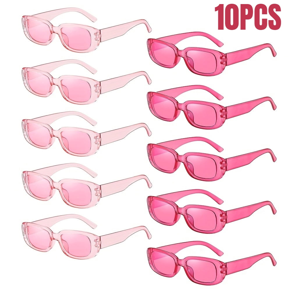 10 Pcs Retro Pink Rectangle Sunglasses,Lightweight Fashion Square ...