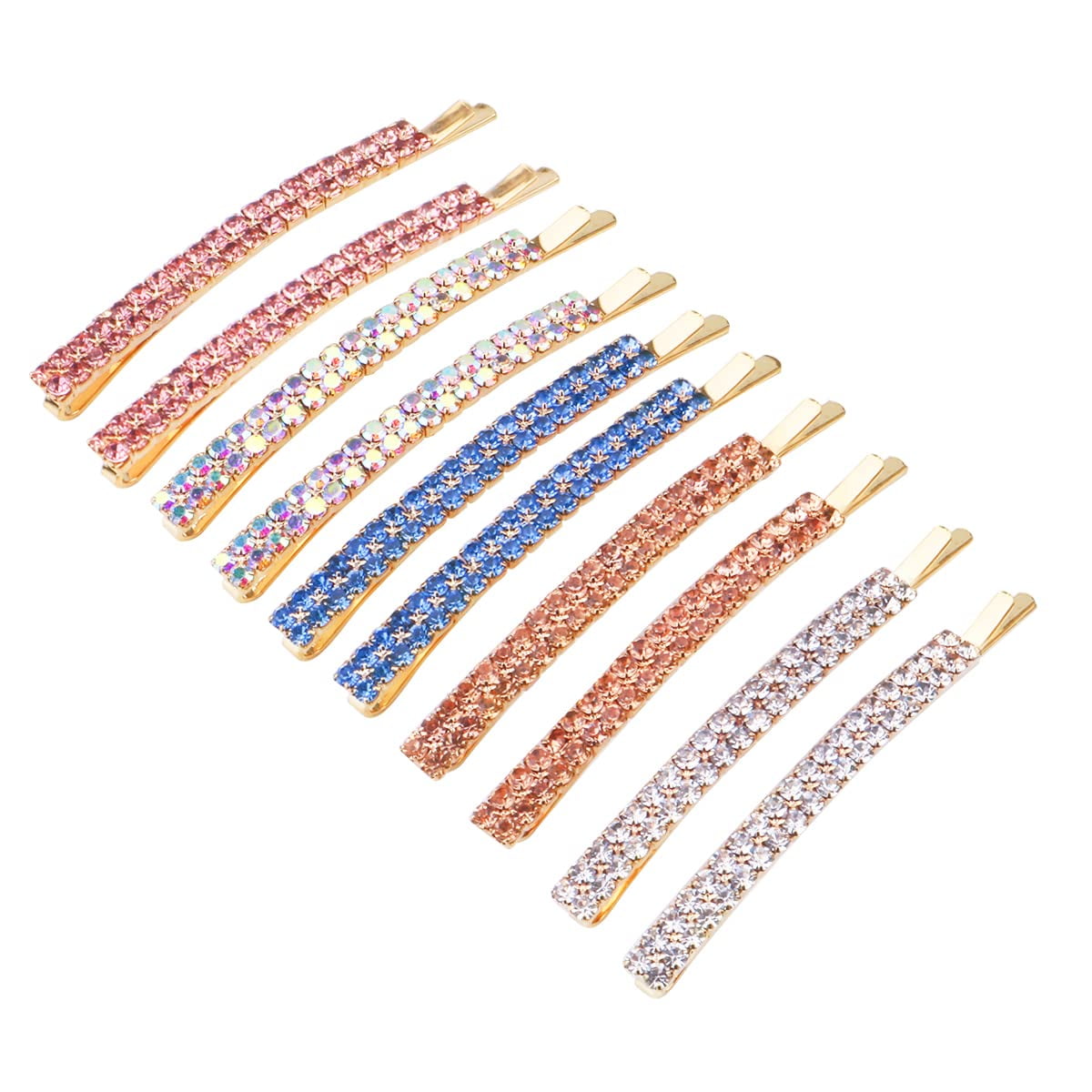 10 Pcs Rhinestone Bobby Pins Fashion Colorful Crystal Hair Clips Bling ...