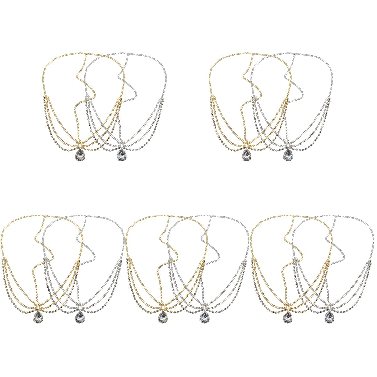 10 Pcs Rhinestone Head Chain Crystal Headpiece Forehead Band for Women ...
