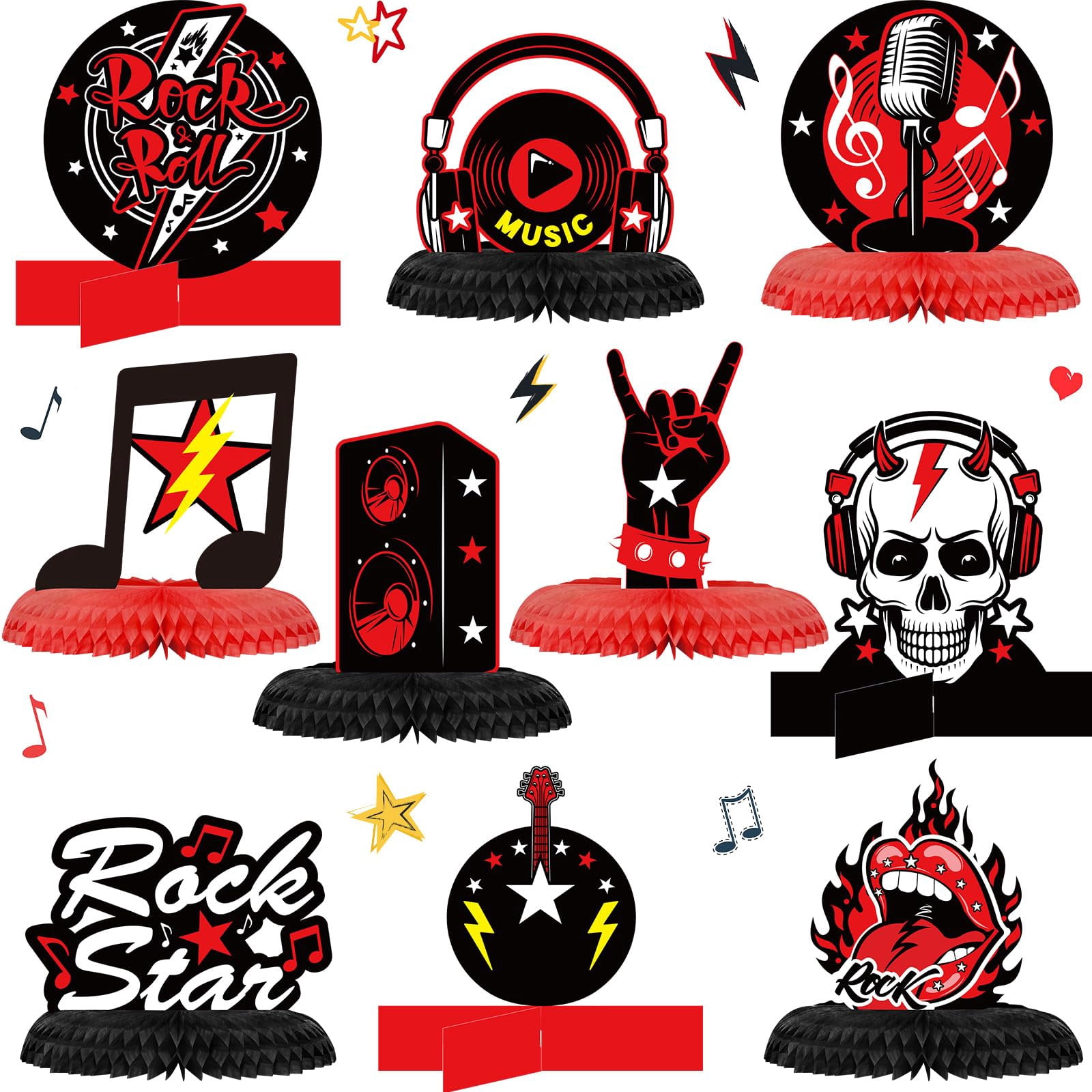 10 Pcs Rock and Roll Party NSD3 Decorations Rock Centerpieces Born to ...