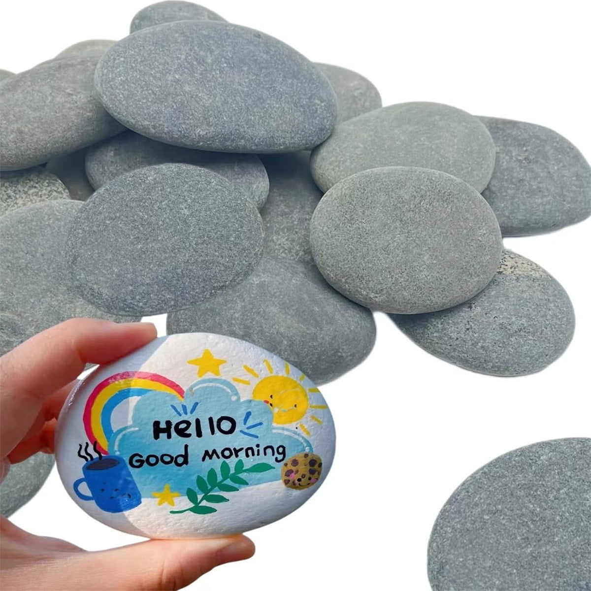 10 Pcs Rocks for Painting,Tutuviw 1.2-2in Flat DIY Painting Rocks,Large ...