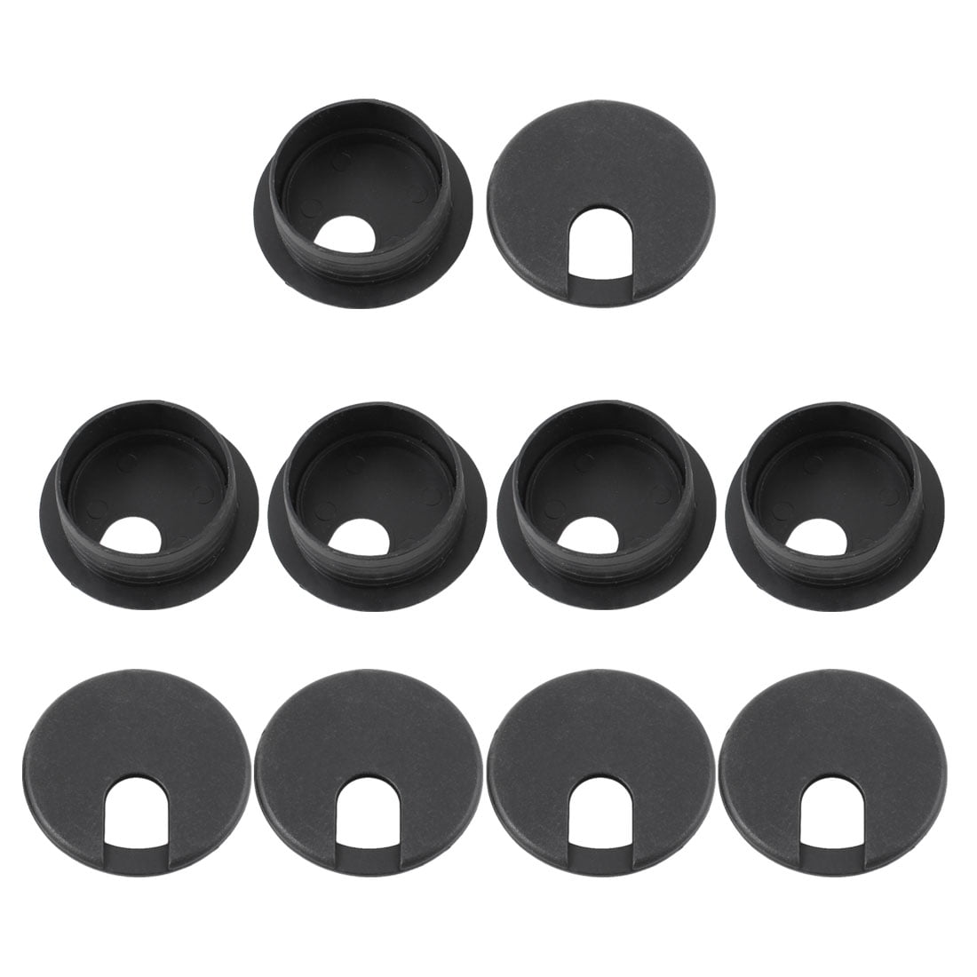 10 Pcs Round Black Plastic Computer Desk Grommets Cable Hole Covers ...