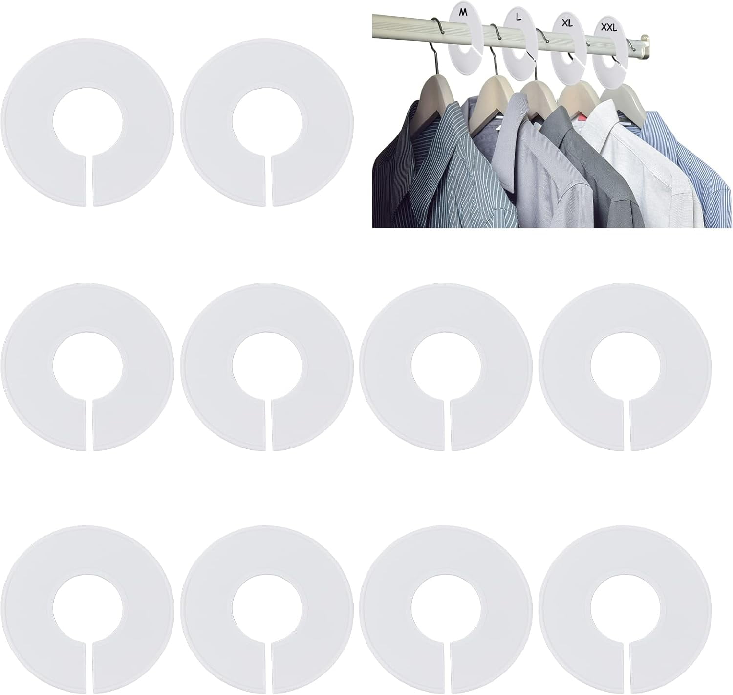 10 Pcs Round Clothes Size Dividers 90mm White Clothing Rack Size ...