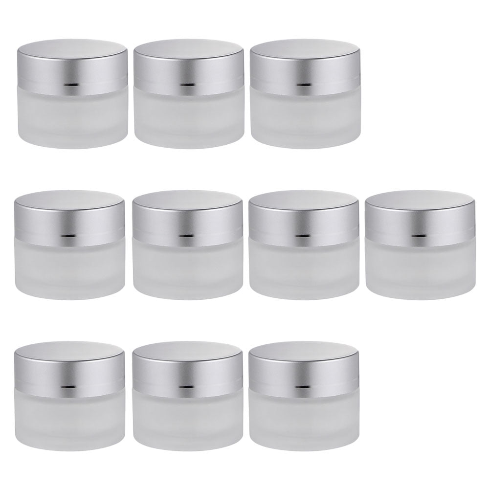 10 Pcs Round Glass Cosmetics Jars Makeup Samples Pots Cream Storage ...