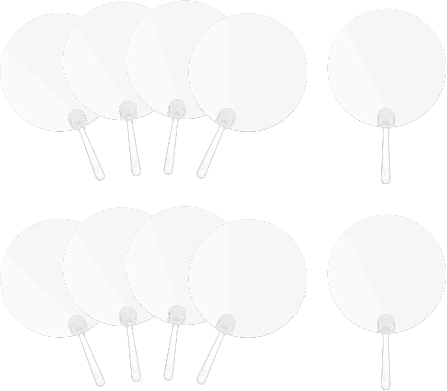 10 Pcs Round Painting Fans Round Handheld Fans Blank Pocket Fans Clear ...