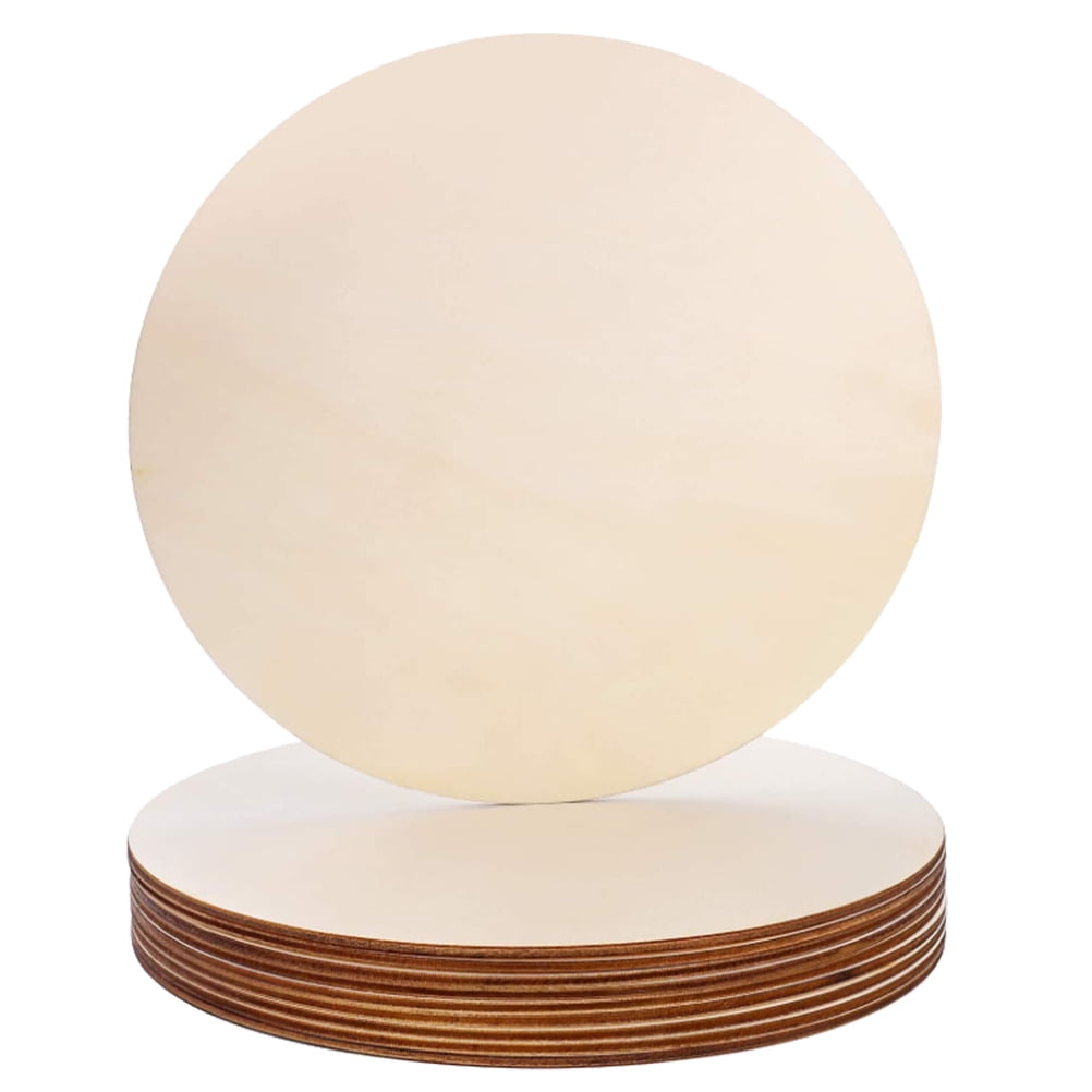 10 Pcs Round Wooden Plate Pendant Labels Decor Coaster Painting Circles ...