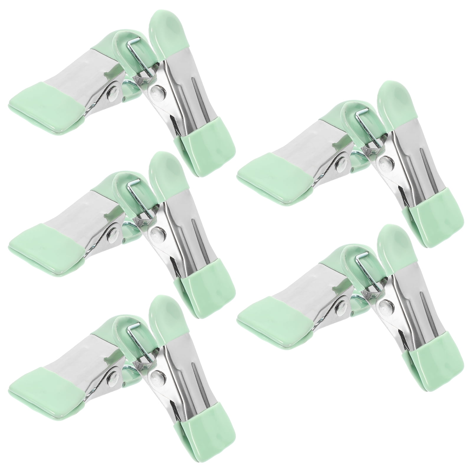 10 Pcs Rubber Clamp Stainless Steel Clip Clothespin Hangers Chip Bag ...