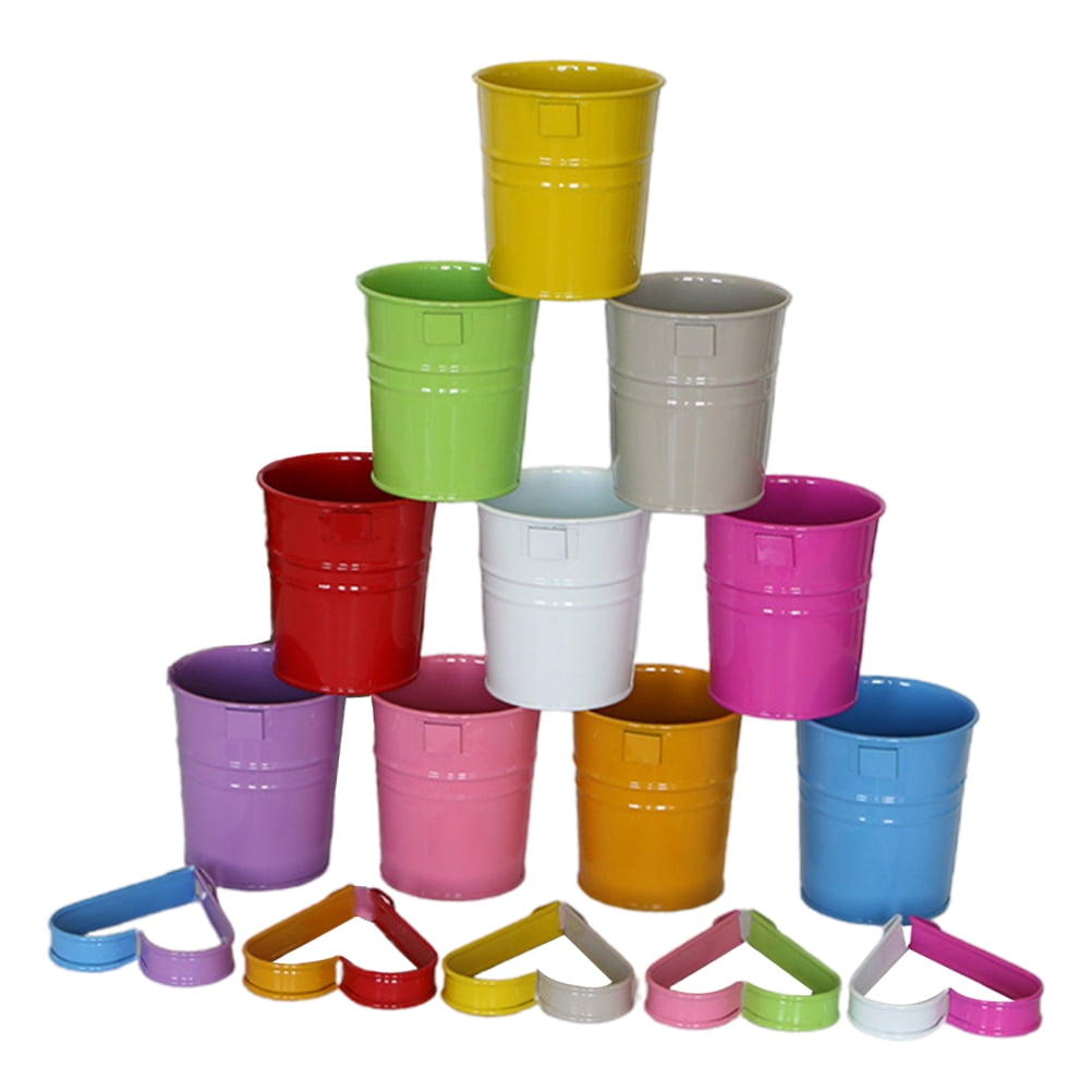 10 Pcs Rural Style Bucket Small Flower Pot Hanging Flower Planter ...