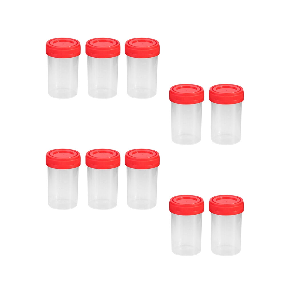 10 Pcs Sampling Cup Containers with Lids Urine 60ml Specimen Liquid ...